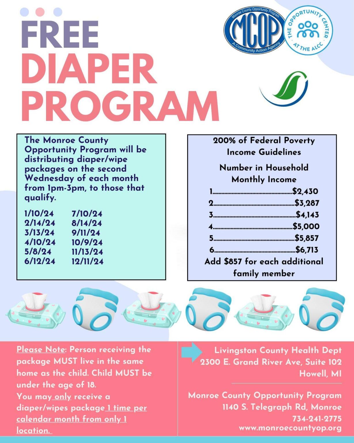Diapers Available at Livingston County Health Department